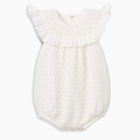 Elegant Baby | One Pieces | Elegant Baby Pointelle Bubble Romper White ...
